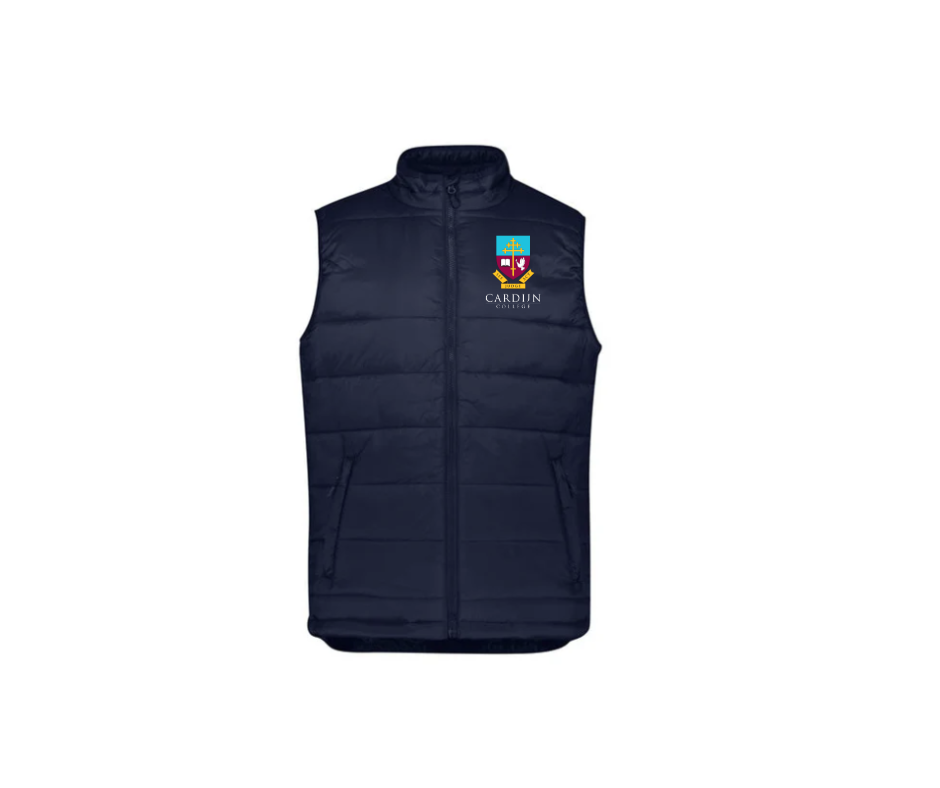 PE Staff navy puffer vest - Men's – Cardijn College
